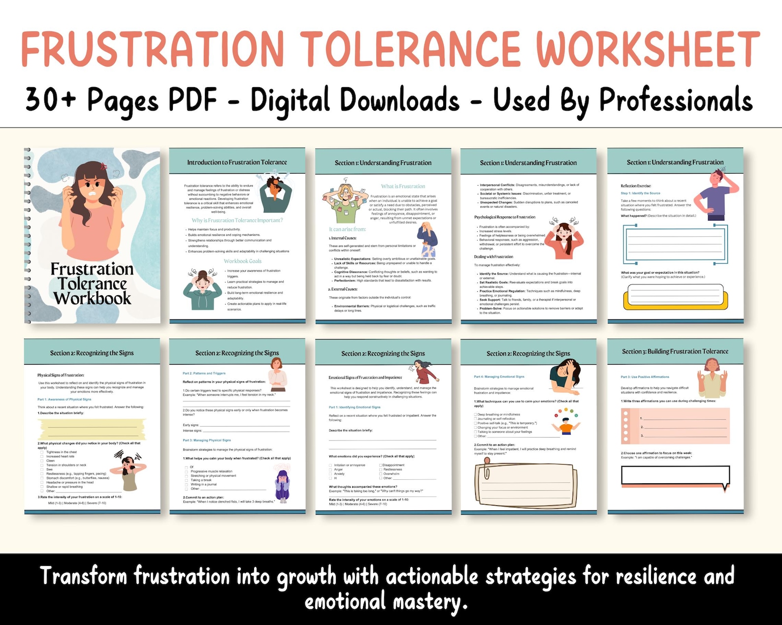 Frustration Tolerance Workbook for Kids, Emotional Regulation ...