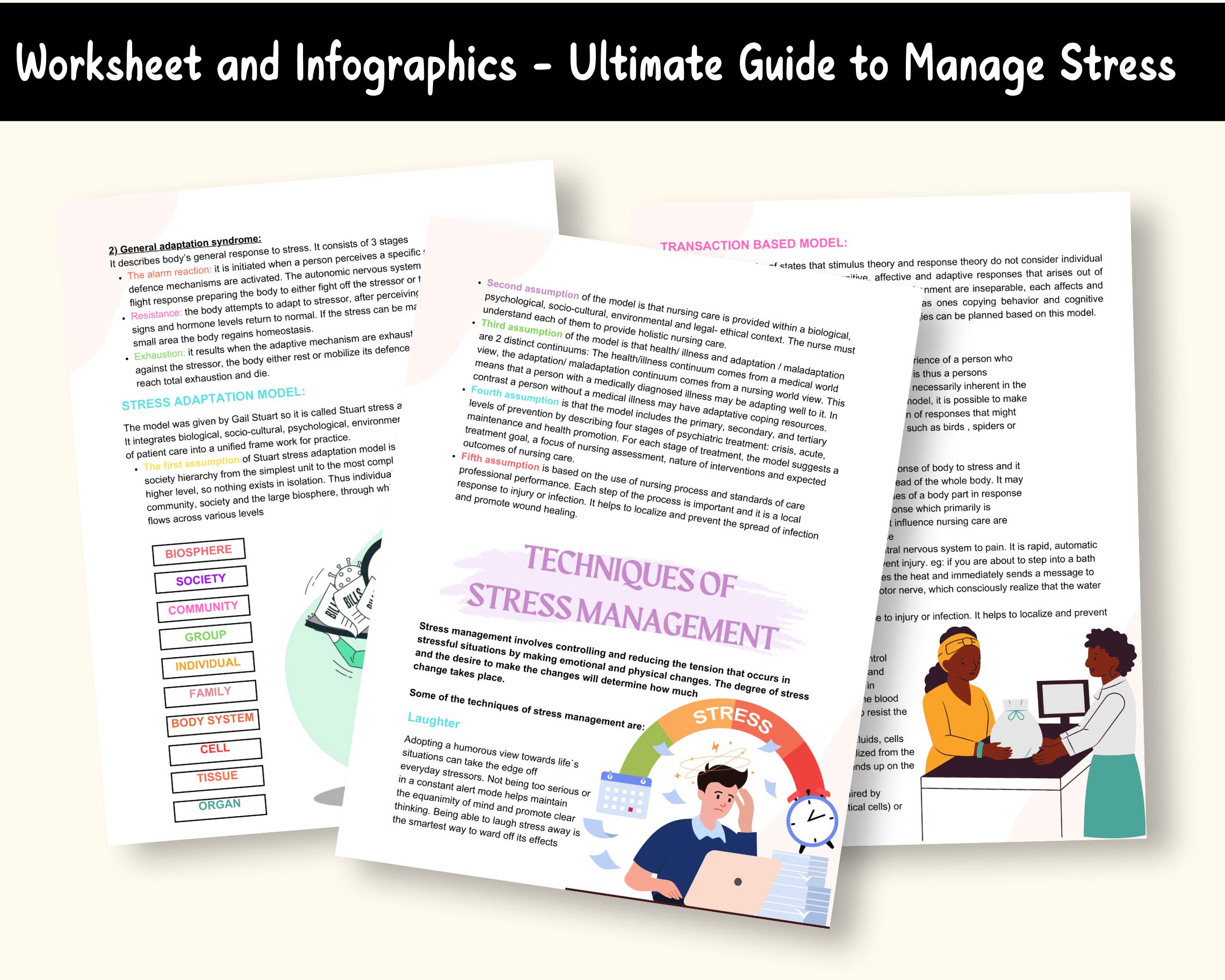 Stress Management Worksheets, Anxiety Worksheets, Stress Performance ...