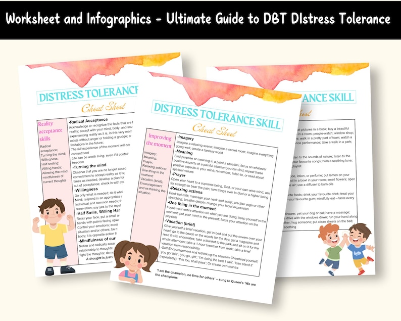 DBT Distress Tolerance Worksheets Bundle: Mental Health (digital ...