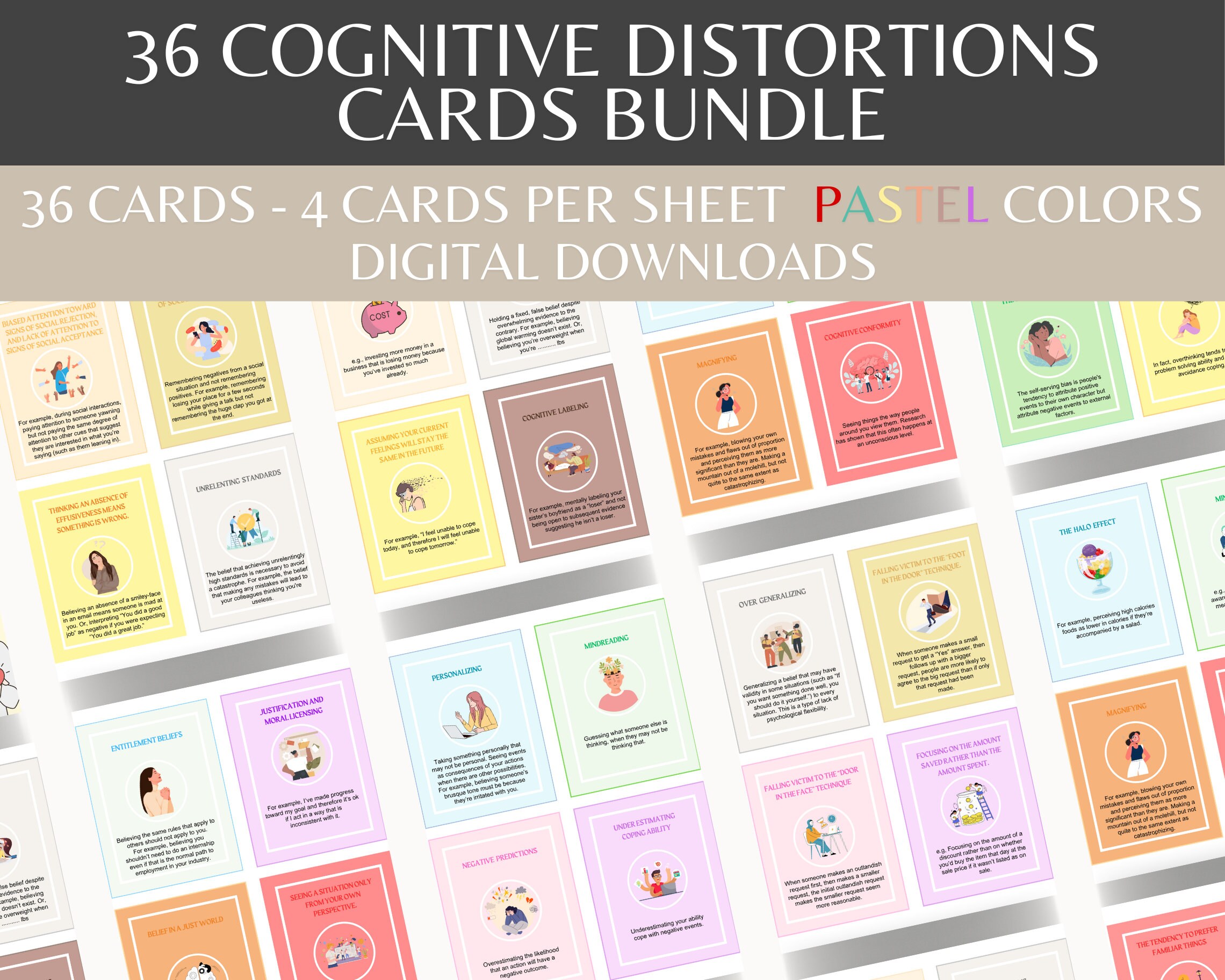 Cognitive Distortion Cards Flashcards, Thinking Errors, Unhelpful ...
