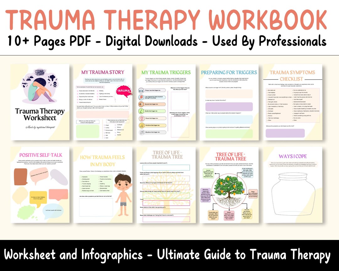 Trauma Worksheets Adult MEGA Bundle, PTSD Workbook, CBT for Teens ...