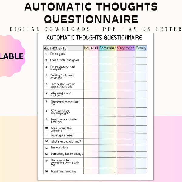 Anxiety Questionnaire - Etsy