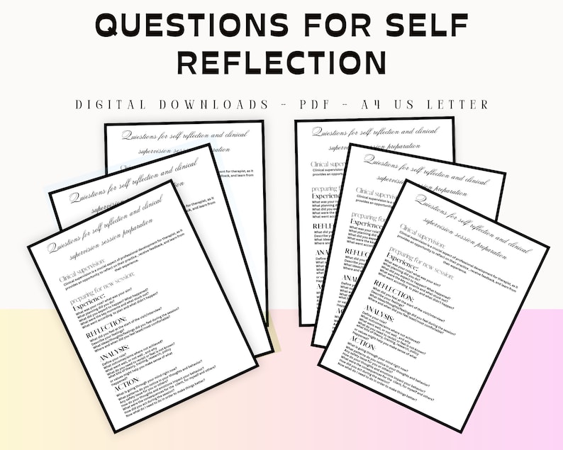 Questions for Self Reflection Therapy Questions Clinical - Etsy