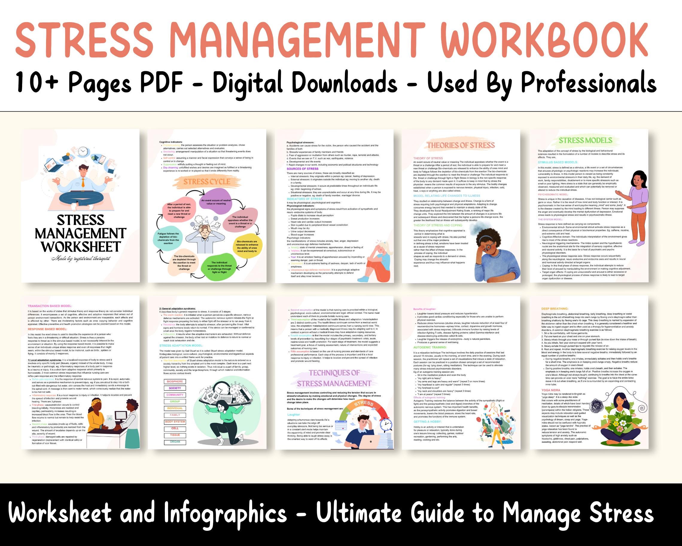 Stress Management Worksheets: Anxiety & Productivity Tools (digital ...