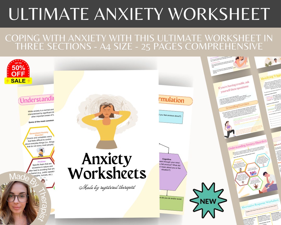 Anxiety Therapy Workbook Printable Worksheets for Panic Worry and ...