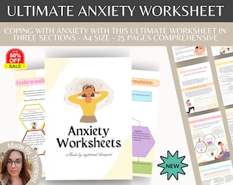 Anxiety Therapy Workbook Printable Worksheets for Panic Worry and ...
