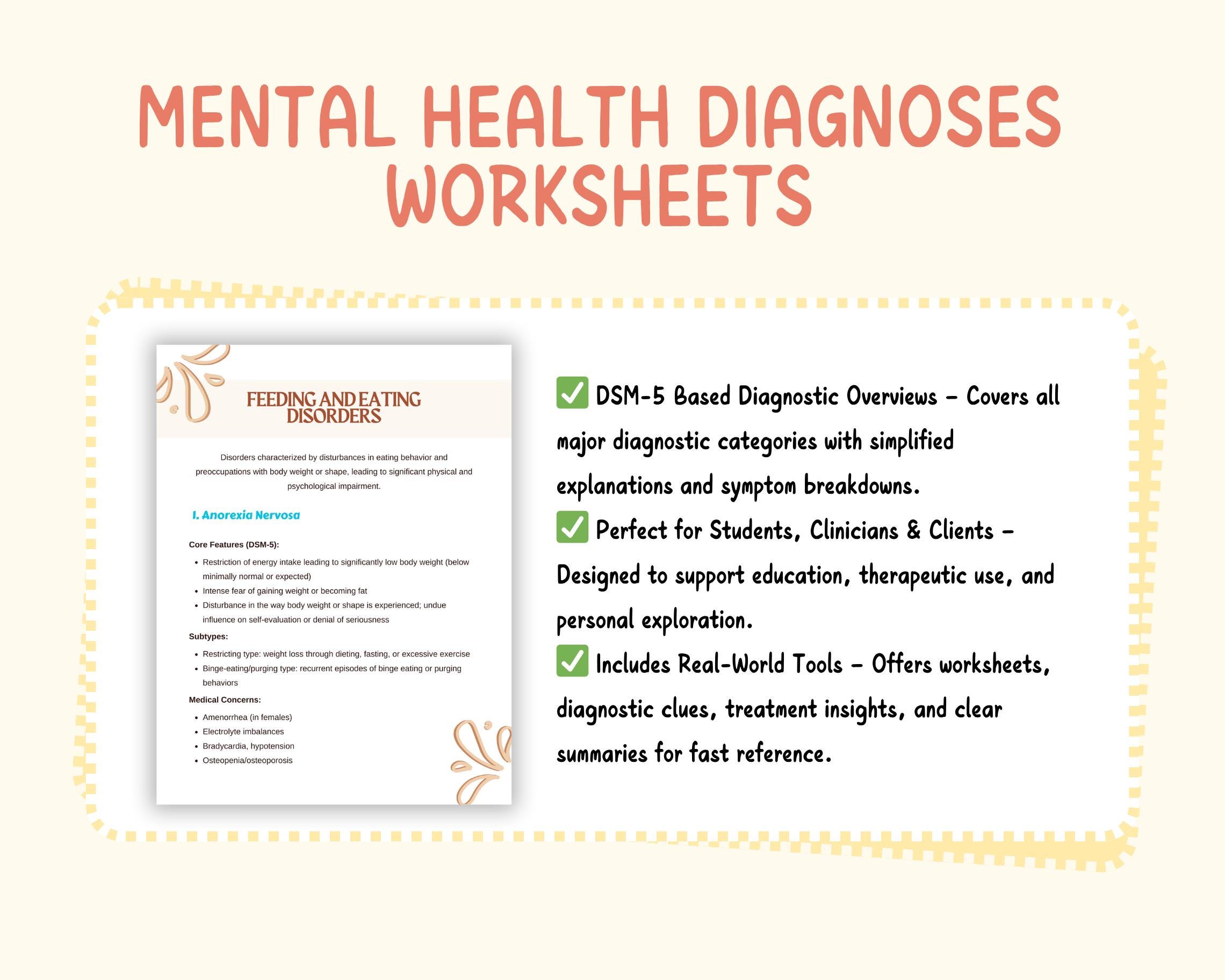 Mental Health Diagnoses, DSM-5/DSM-5TR, Dsm-5-tr Study Guide ...