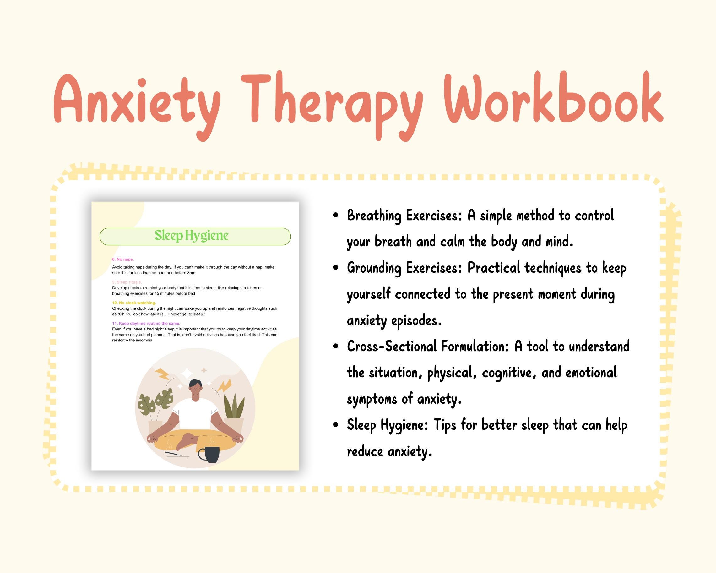 Anxiety Therapy Workbook Printable Worksheets for Panic Worry and ...