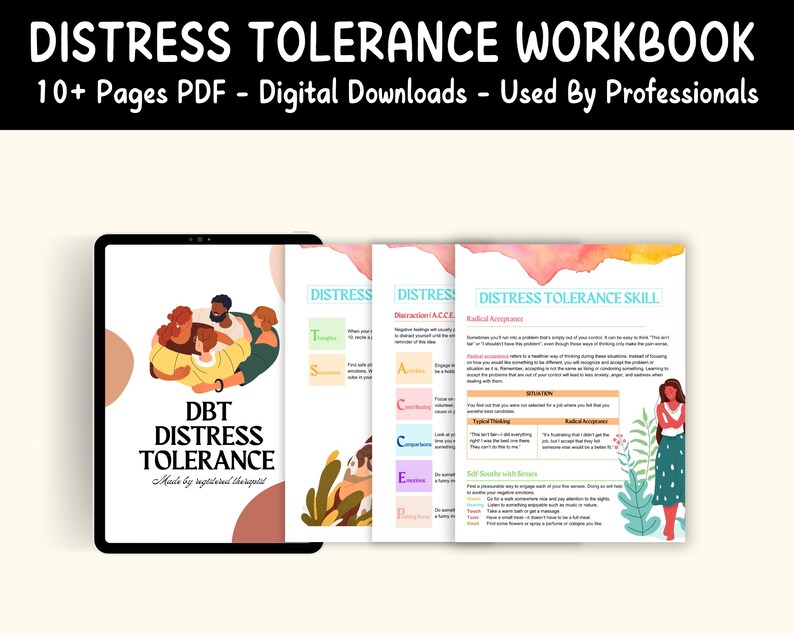 DBT Distress Tolerance Worksheets Bundle: Mental Health (digital ...