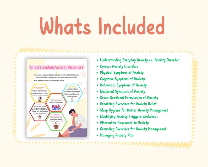 Anxiety Therapy Workbook Printable Worksheets for Panic Worry and ...