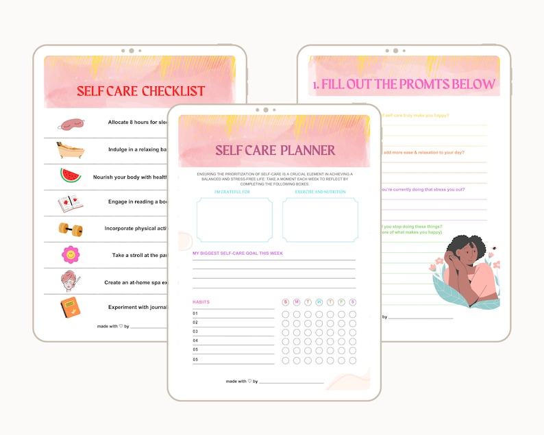 Self Care Printable Worksheet, Self Care Workbook, Self Love, Burnout ...