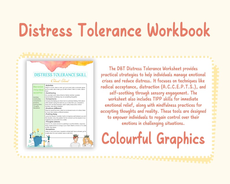 DBT Distress Tolerance Worksheets Bundle: Mental Health (digital ...