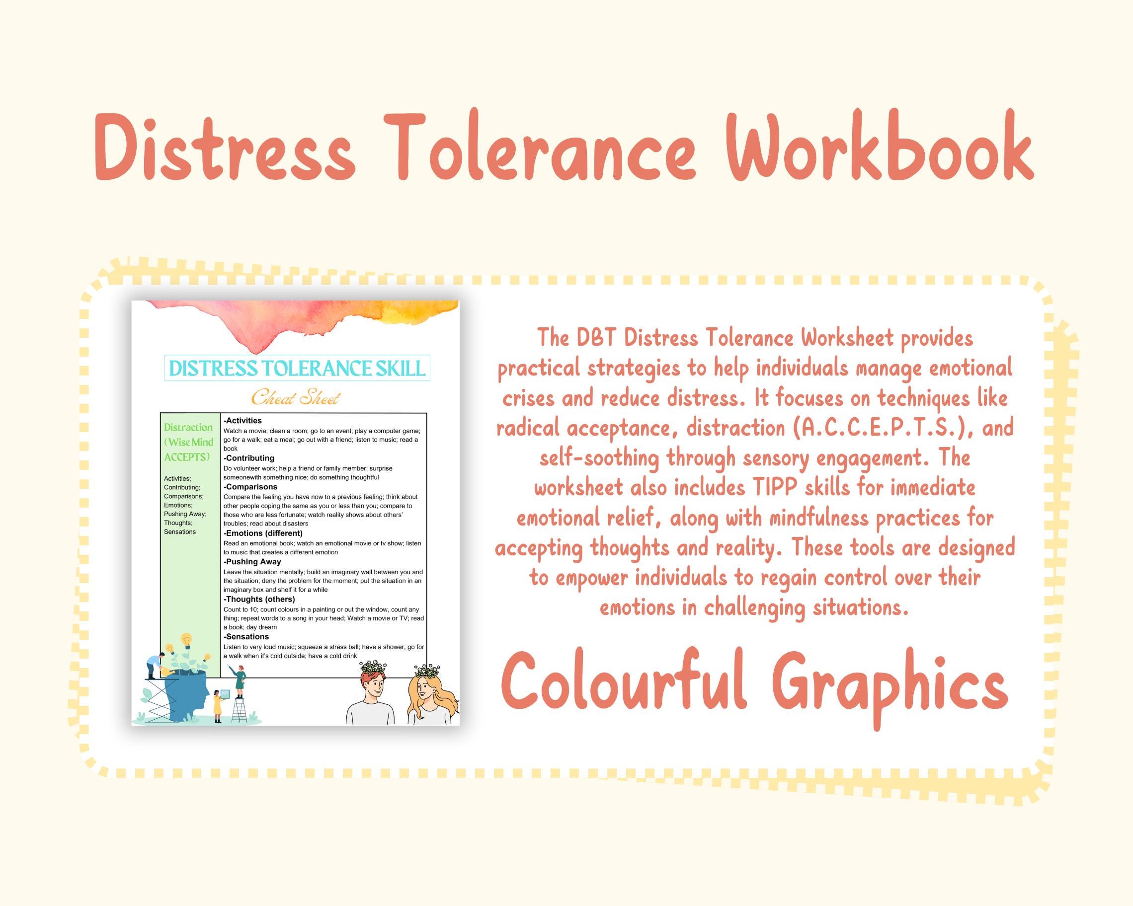 DBT Distress Tolerance Worksheets Bundle: Mental Health (digital ...