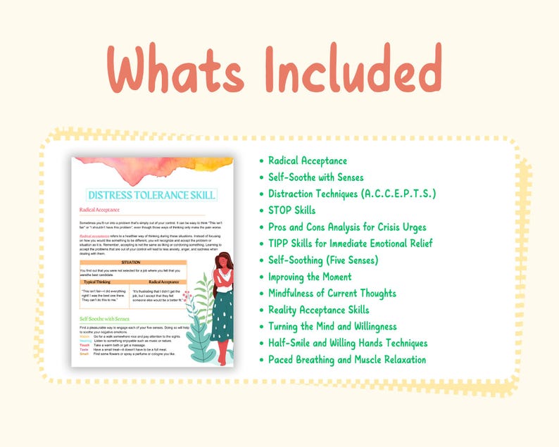 DBT Distress Tolerance Worksheets Bundle: Mental Health (digital ...