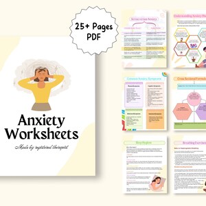 Anxiety Therapy Workbook Printable Worksheets for Panic Worry and ...
