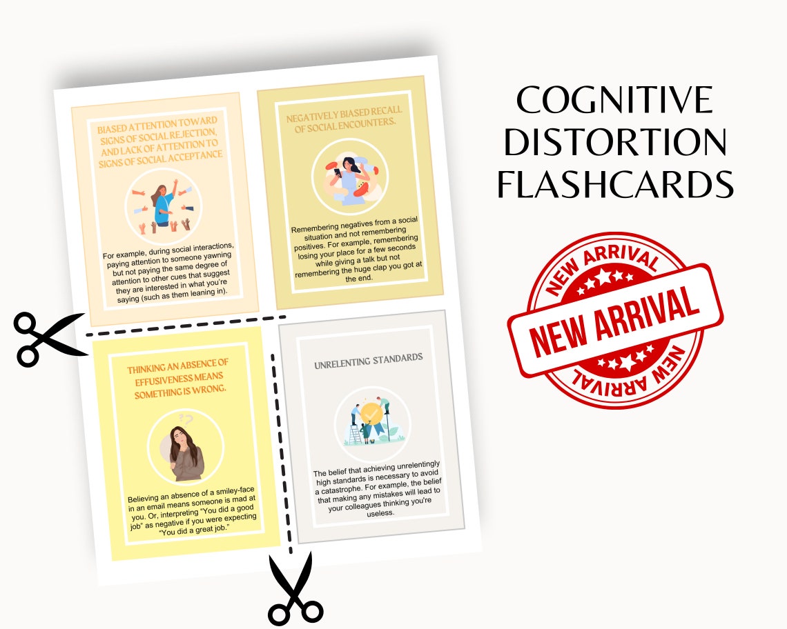 Cognitive Distortion Cards Flashcards, Thinking Errors, Unhelpful ...