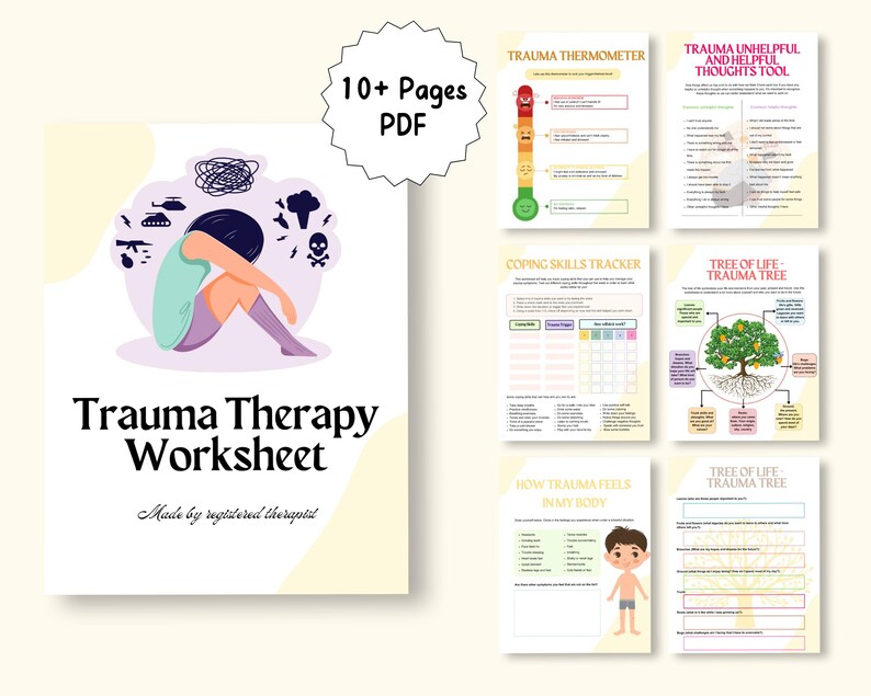 Trauma Worksheets Adult MEGA Bundle, PTSD Workbook, CBT for Teens ...