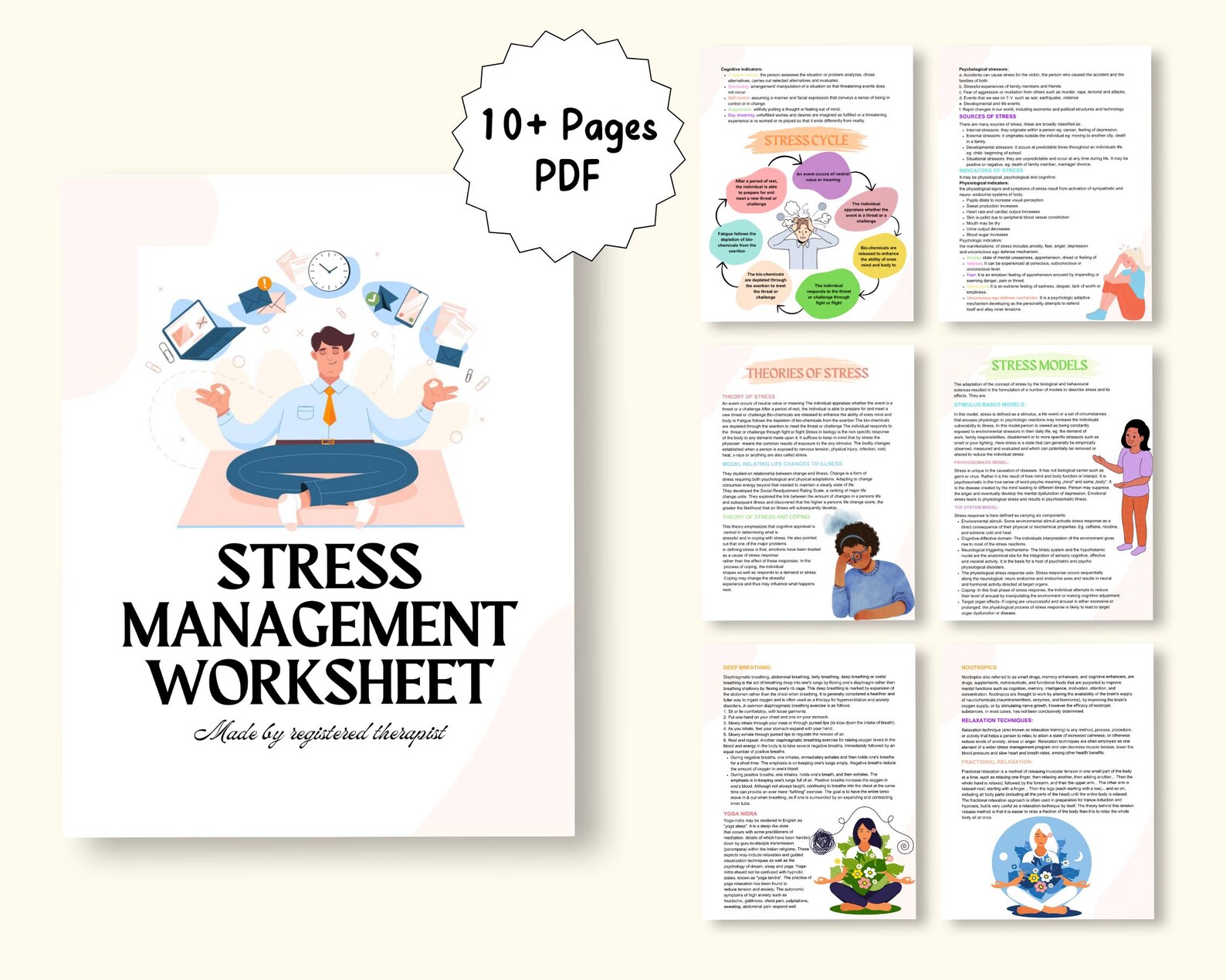 Stress Management Worksheets: Anxiety & Productivity Tools (digital ...