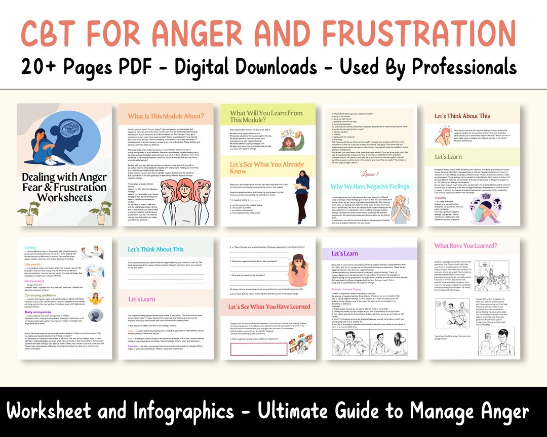 Anger Management Worksheet: Emotional Regulation CBT (digital Download ...