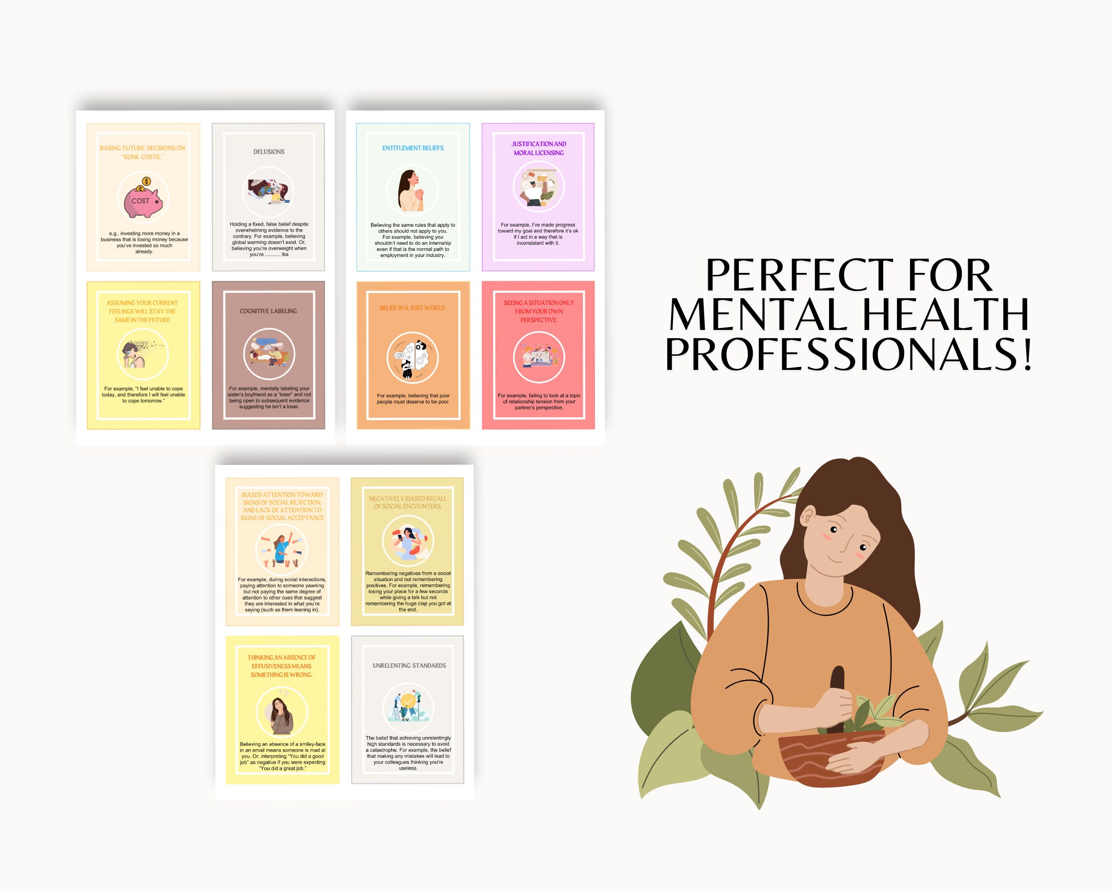 Cognitive Distortion Cards Flashcards, Thinking Errors, Unhelpful ...