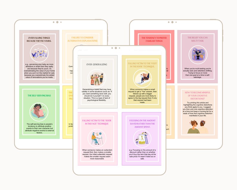 Cognitive Distortion Cards Flashcards, Thinking Errors, Unhelpful ...