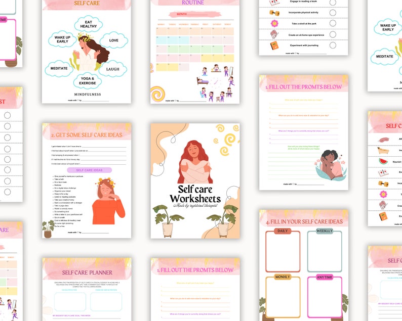 Self Care Printable Worksheet, Self Care Workbook, Self Love, Burnout ...
