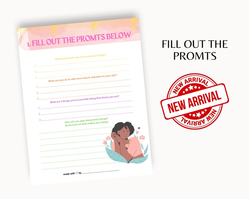 Self Care Printable Worksheet, Self Care Workbook, Self Love, Burnout ...