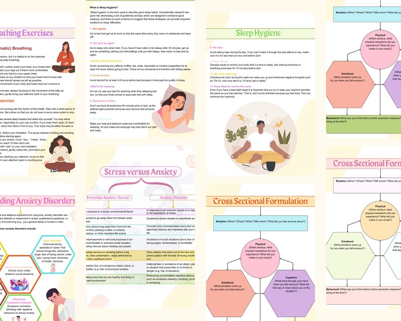 Anxiety Therapy Workbook Printable Worksheets for Panic Worry and ...