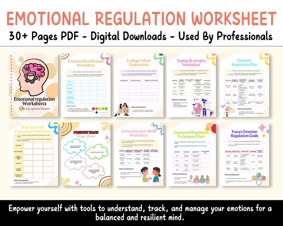 Emotional Regulation Worksheets: Coping Skills, Self-care (digital ...