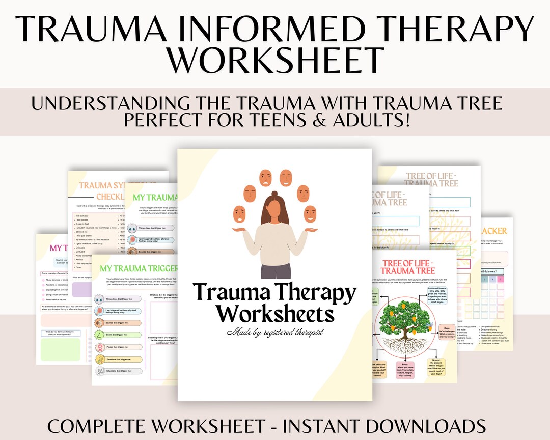 Trauma Worksheets Adult MEGA Bundle, PTSD Workbook, CBT for Teens ...