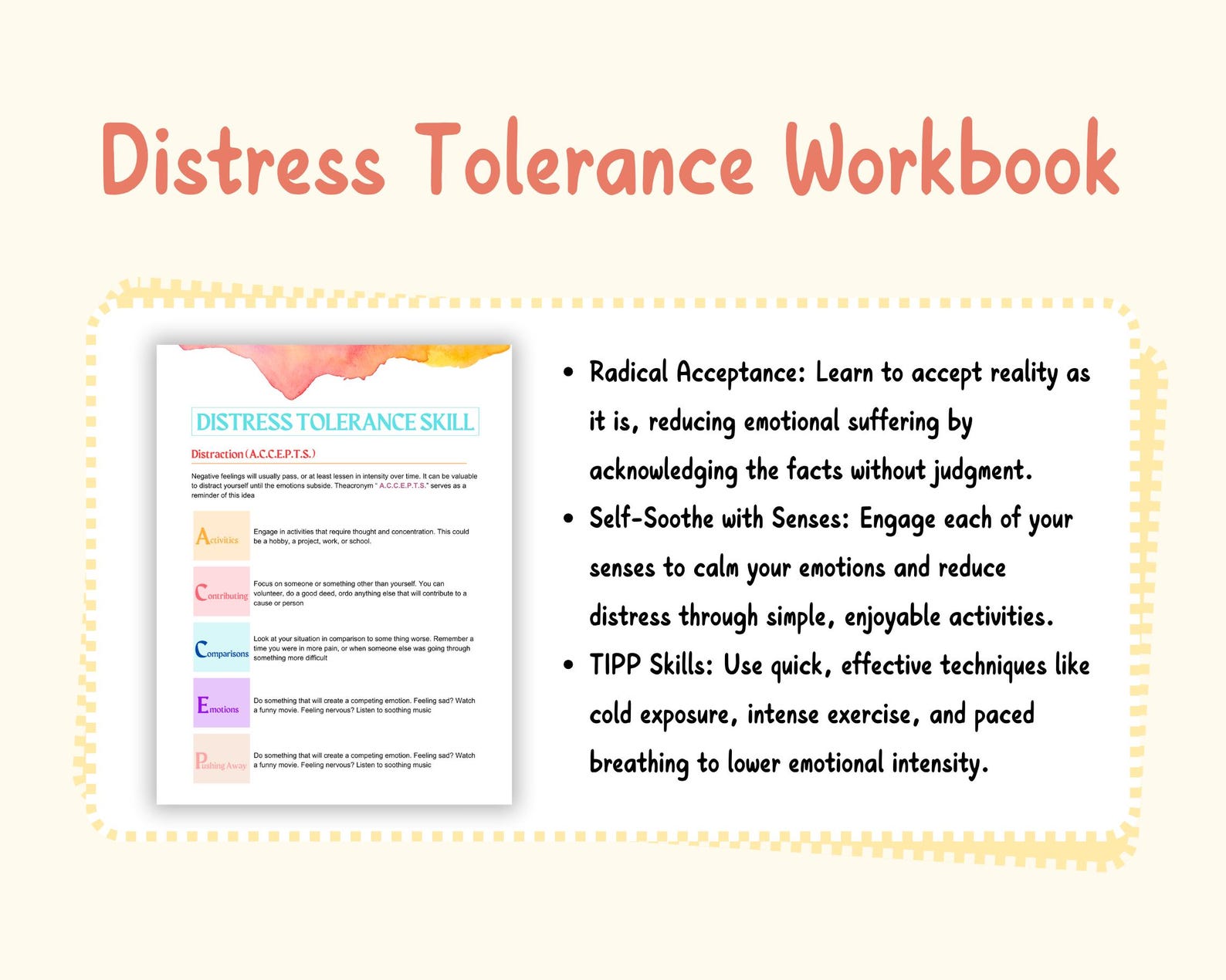 DBT Distress Tolerance Worksheets Bundle: Mental Health (digital ...