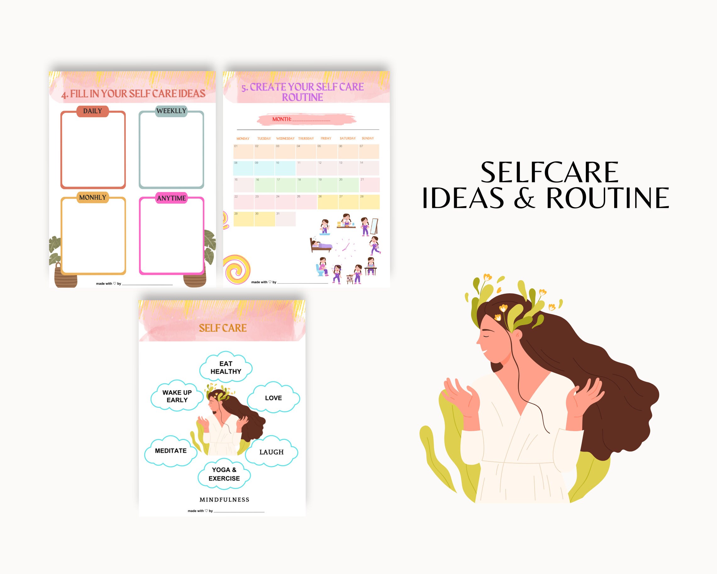 Self Care Printable Worksheet, Self Care Workbook, Self Love, Burnout ...