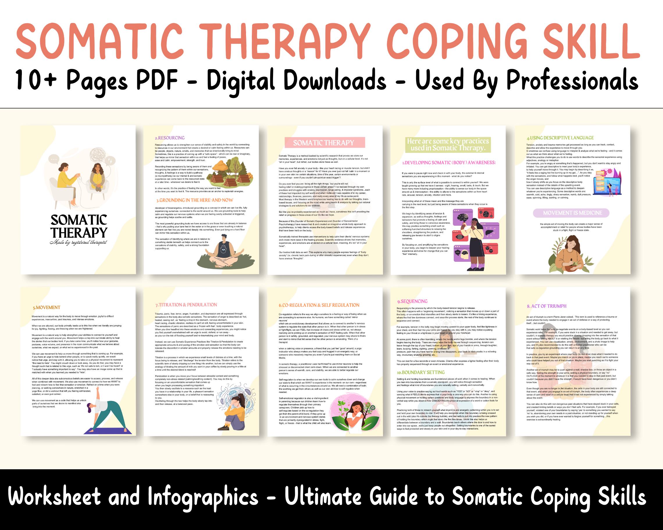 Somatic Therapy Coping Skill Exercises for Nervous System Regulation, Somatic Exercises ...