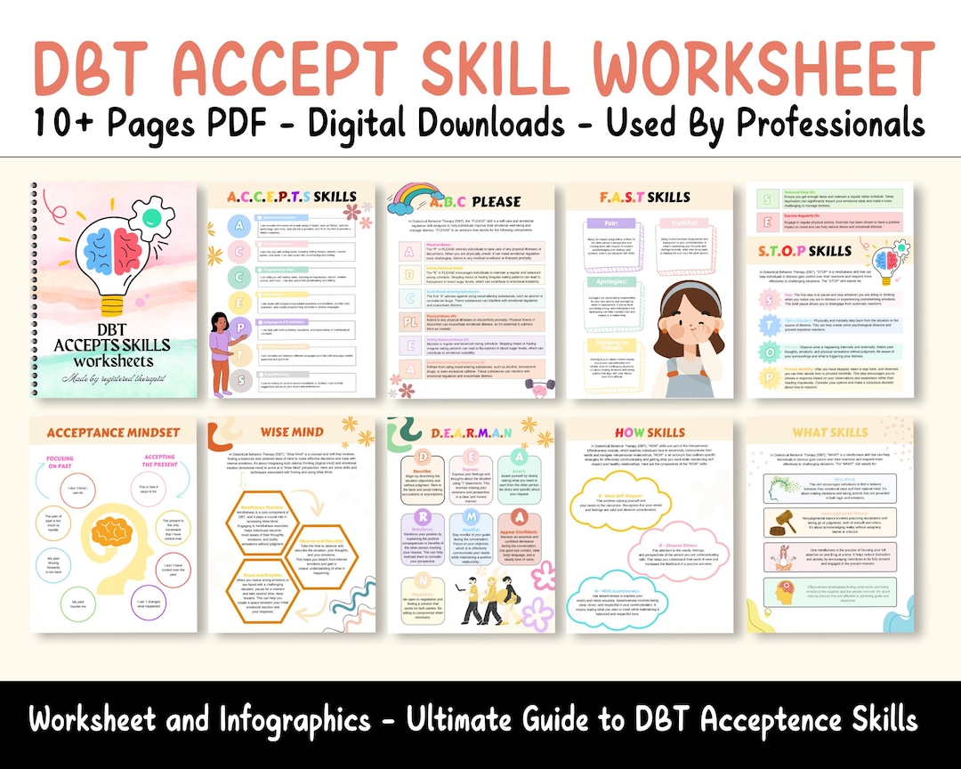 DBT ACCEPTS SKILLS Worksheets, Dbt Cheat Sheet, Dbt Skills, Dbt ...