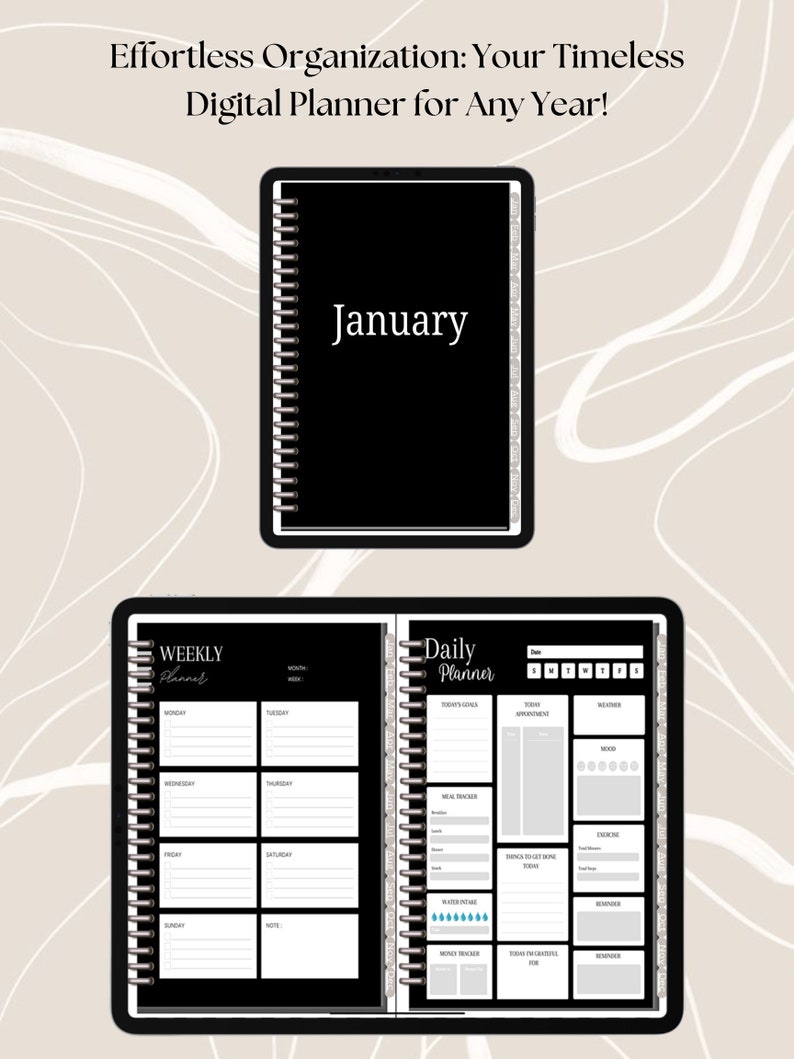 Undated Digital Planner for Goodnotes Printable Planner for 2023 and ...