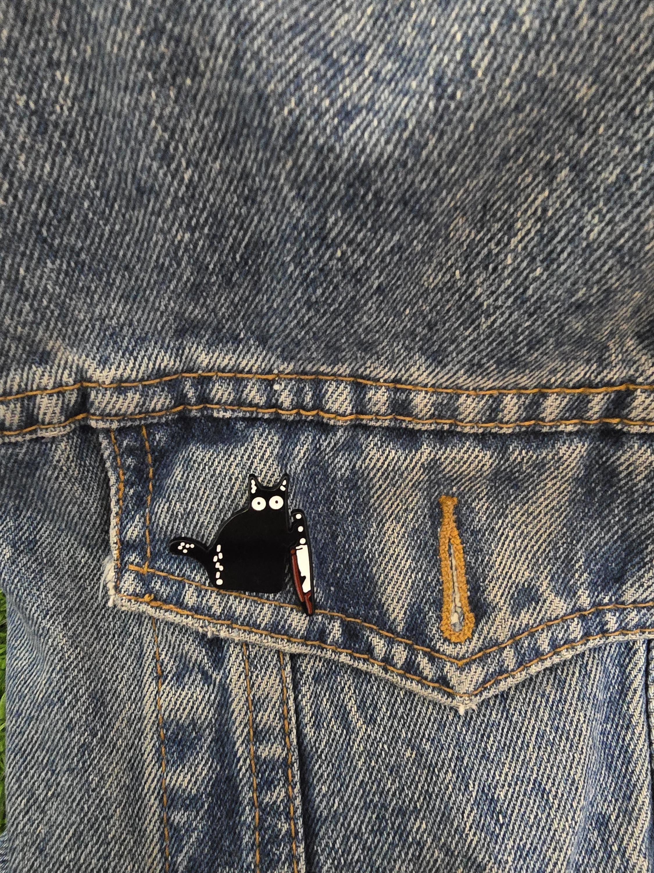 What? Cat With Knife Enamel Pin - Etsy