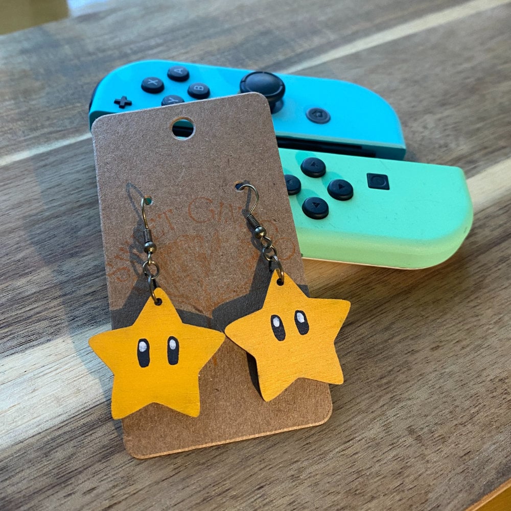 Mario Super Star Earrings | Super Mario Jewelry | Video Game ...