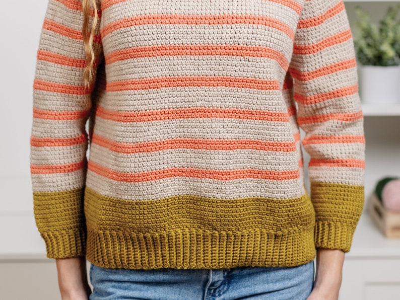 Striped Raglan Pullover Crochet Pattern: Rosie Sweater (PDF Pattern) - Etsy