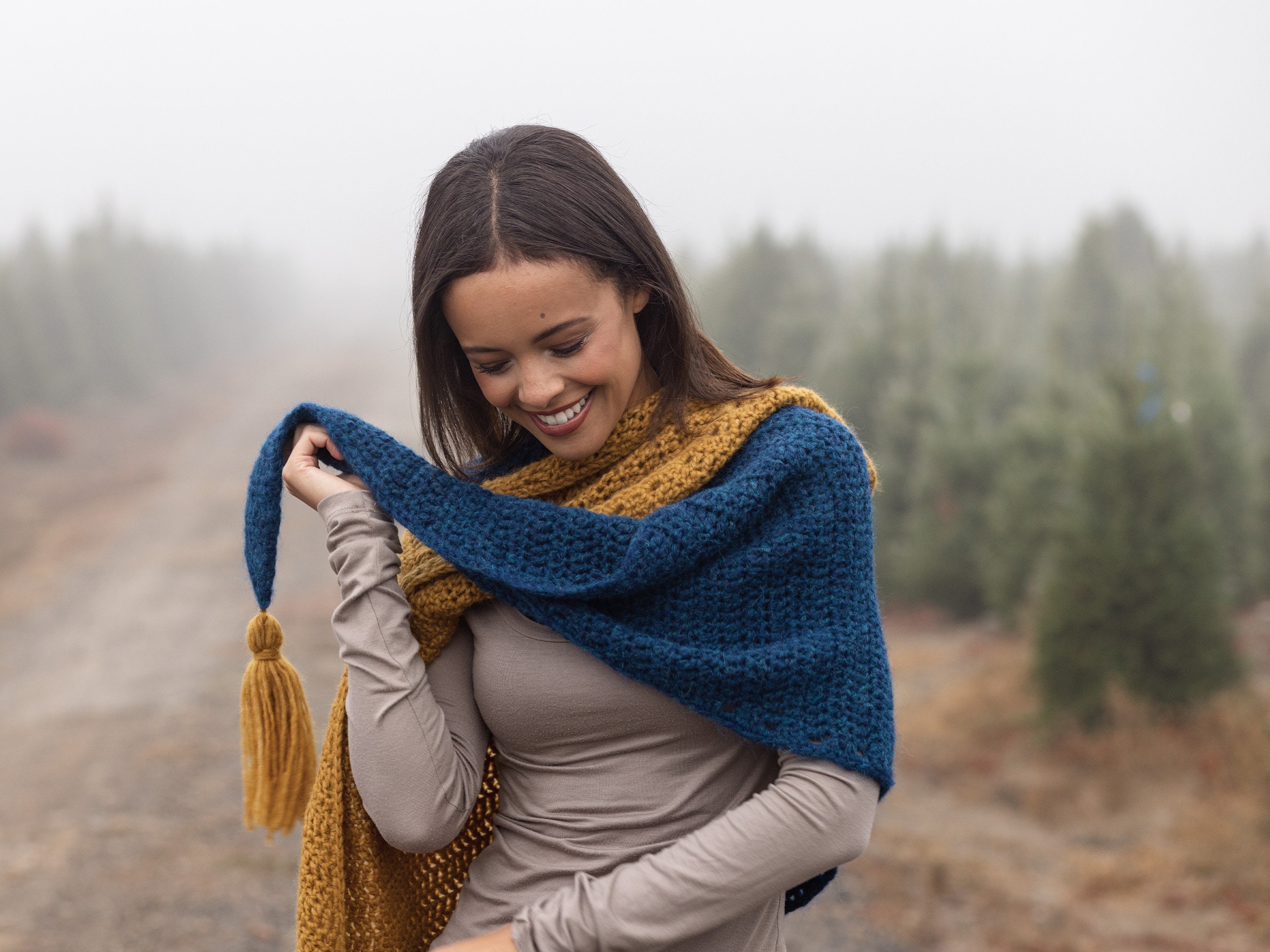 Crochet Pattern: Asymmetrical Triangle Crochet Shawl in Two Colors With ...