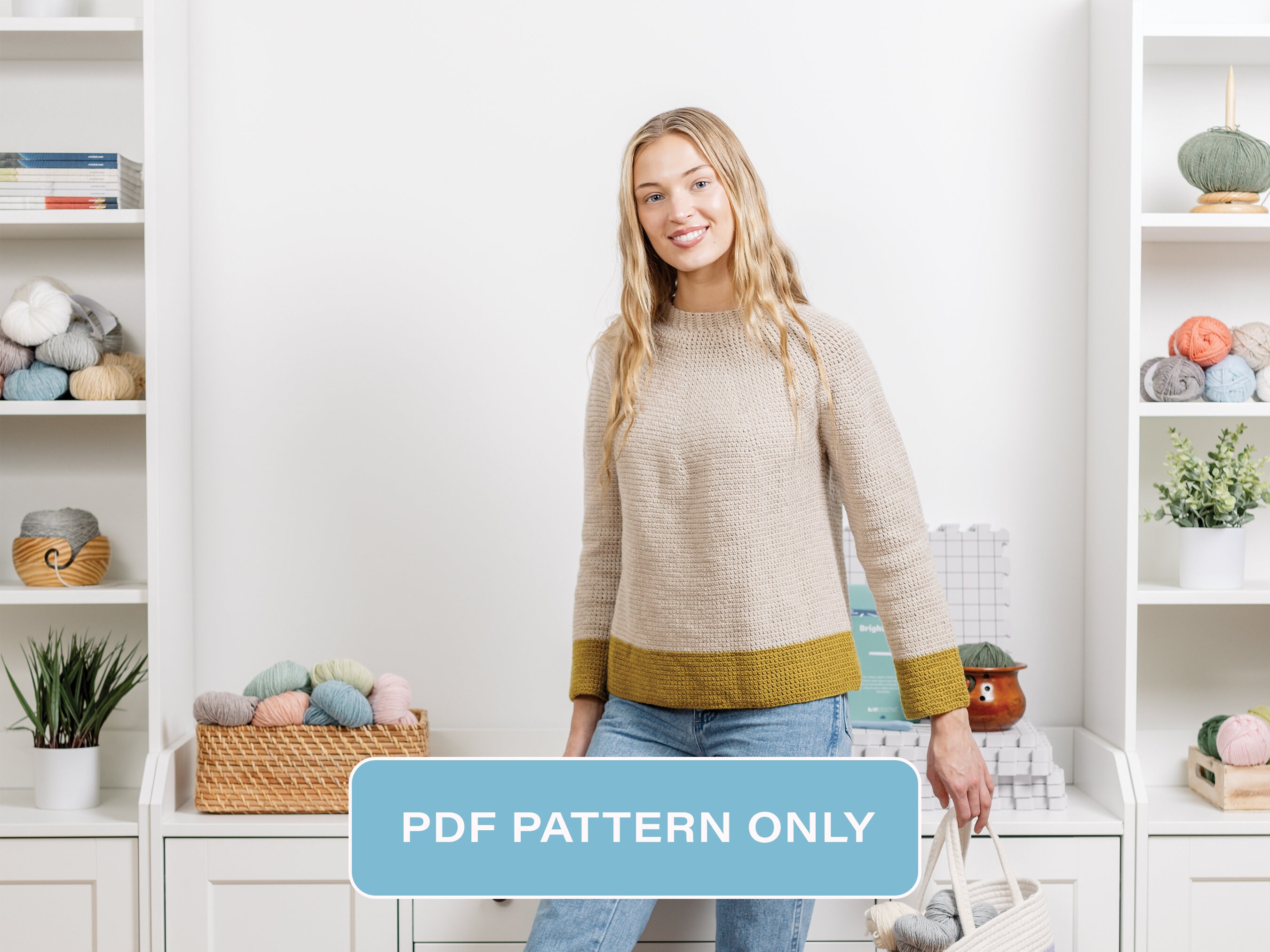Crochet Pattern: Yoke Sweater PDF Pattern Long Sleeve Pullover Sweater ...
