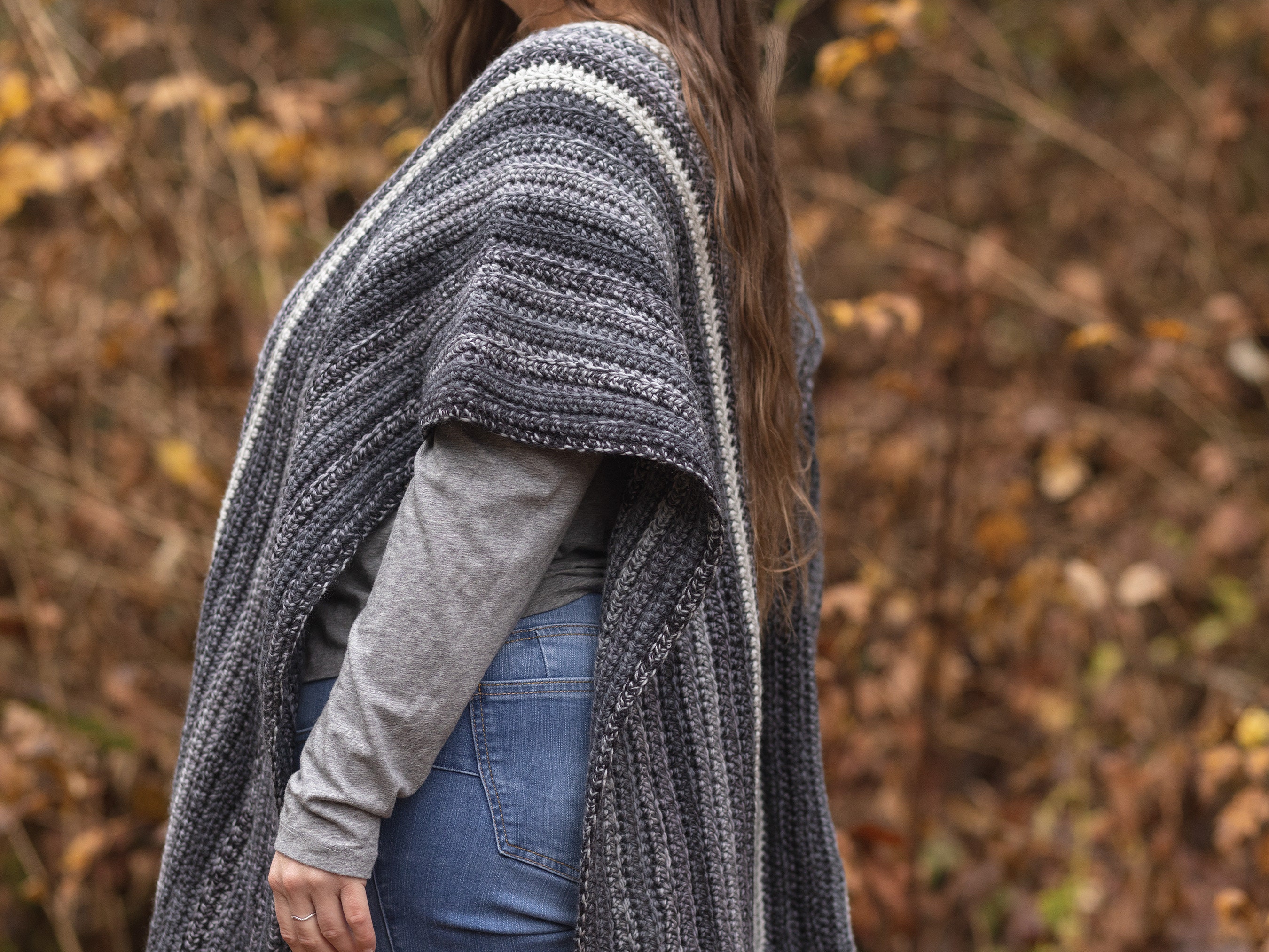 Crochet Pattern: Rectangle Fringed Poncho PDF Crochet Pattern - Blue ...