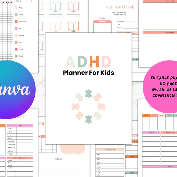 Canva Template Kids Planner - Etsy