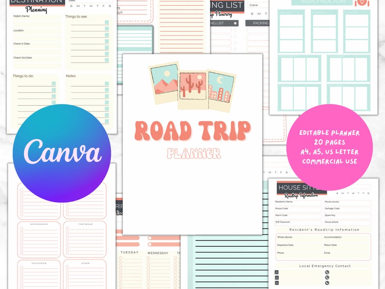 Printable Road Trip Planner Family Road Trip Planner Travel Itinerary ...