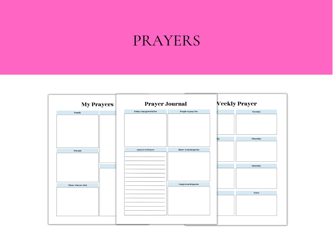 Printable Prayer Journal Template Prayer Journal Printable Planner A4 ...