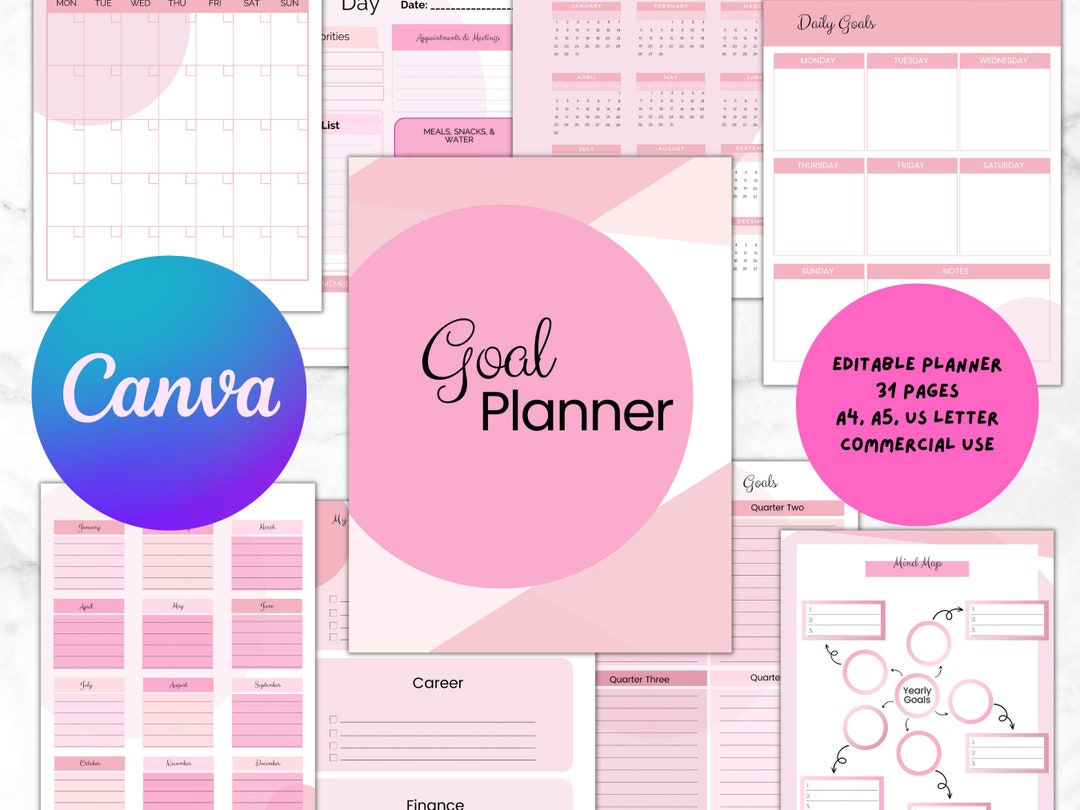 Printable Pink Goal Planner Template Goal Planner Printable Planner A4 ...