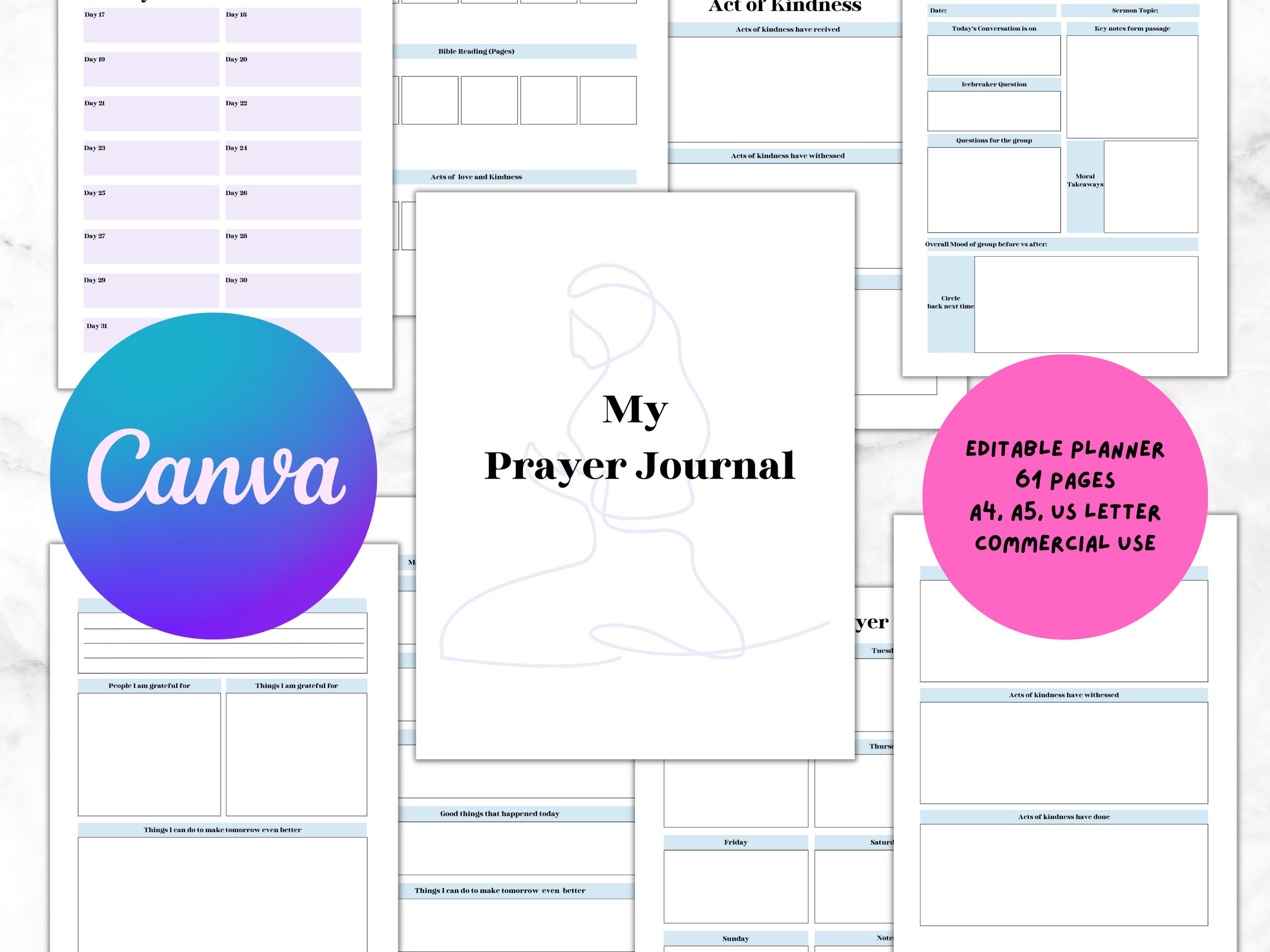 Printable Prayer Journal Template Prayer Journal Printable Planner A4 ...