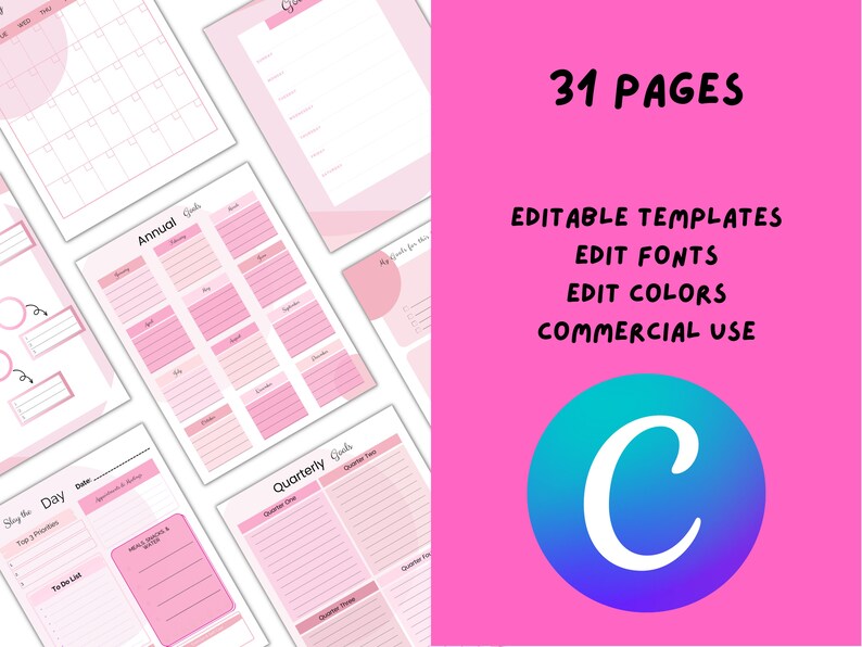 Printable Pink Goal Planner Template Goal Planner Printable Planner A4 ...