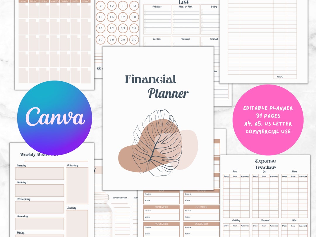 Printable Financial Planner Template Printable Planner Commercial Use ...