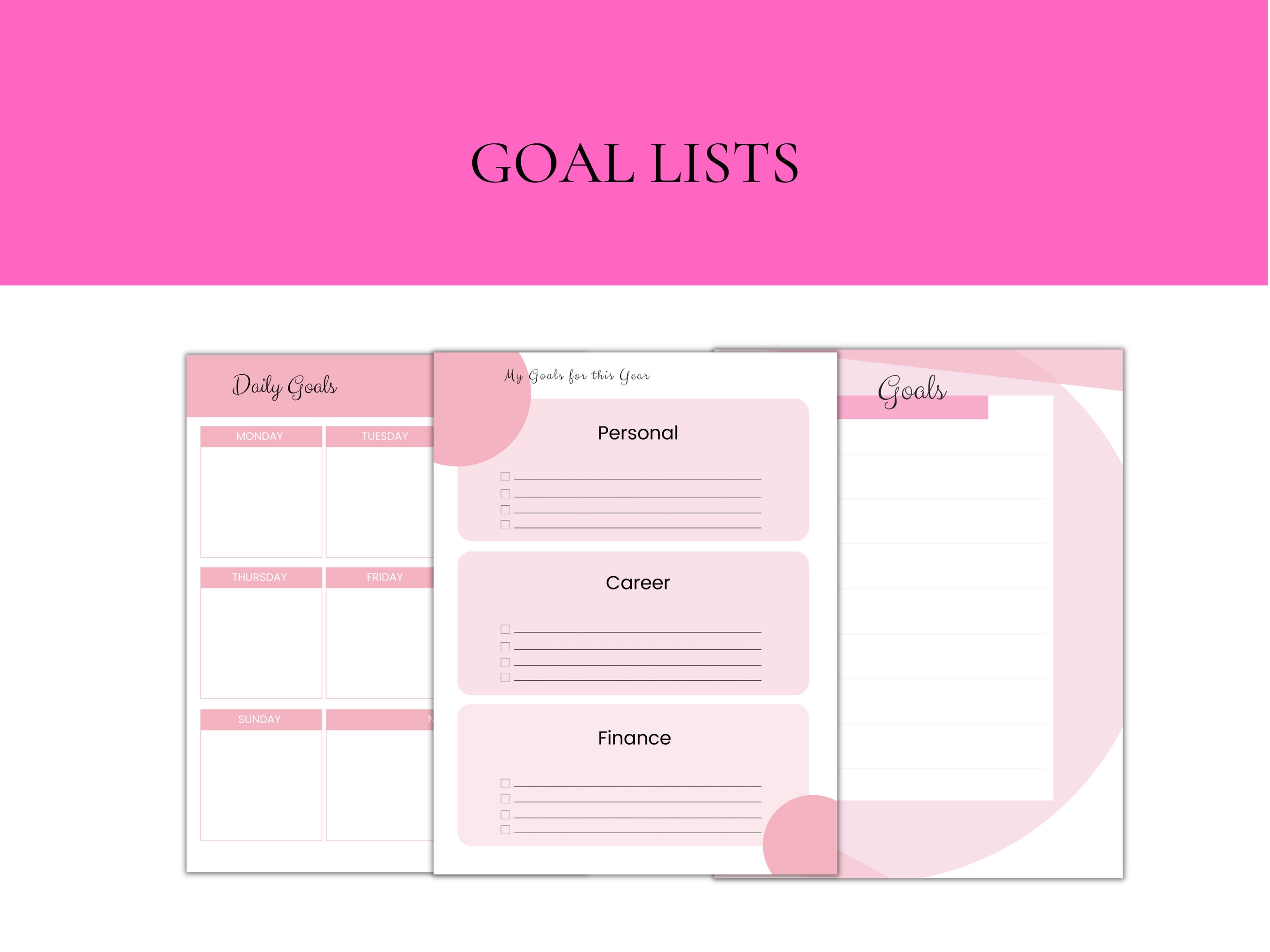 Printable Pink Goal Planner Template Goal Planner Printable Planner A4 ...