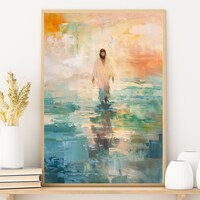 Jesus Baptism, Jesus and John the Baptist, Christian Art, Biblical Art ...